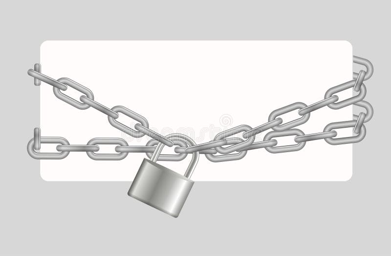 Padlock and Chain. Gray Metal Chain and Padlock, Handcuffed Card ...
