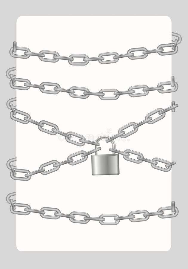 Padlock and Chain. Gray Metal Chain and Padlock, Handcuffed Card ...