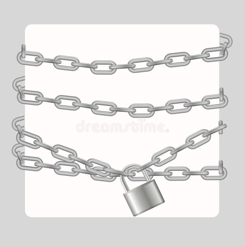 Padlock and Chain. Gray Metal Chain and Padlock, Handcuffed Card ...