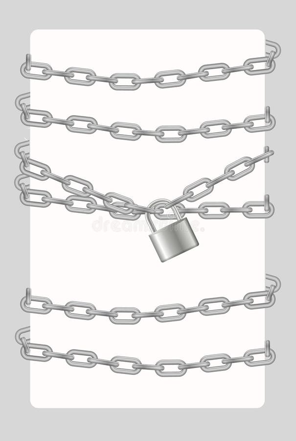 Padlock and Chain. Gray Metal Chain and Padlock, Handcuffed Card ...