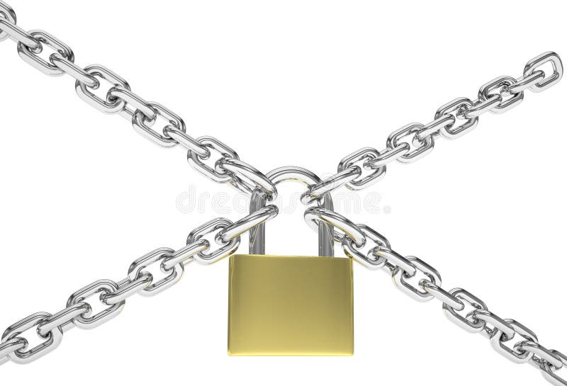 Padlock and chain stock illustration. Illustration of padlock - 58206662
