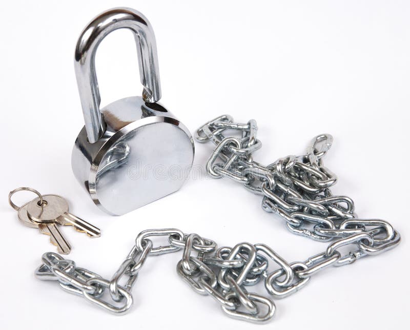 Padlock and chain. stock illustration. Illustration of chain - 39286135