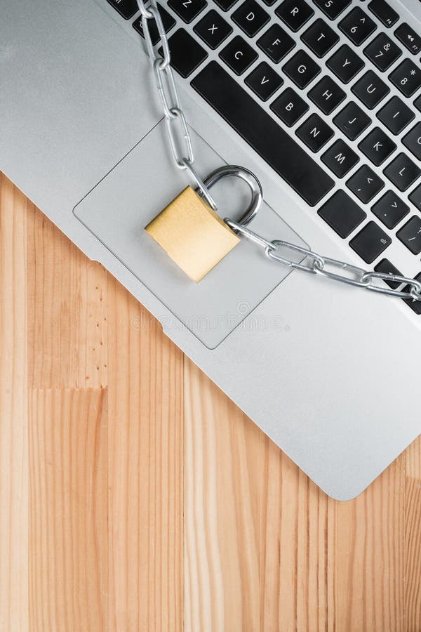 Padlock with Chain on a Laptop Computer Keyboard Stock Image - Image of ...