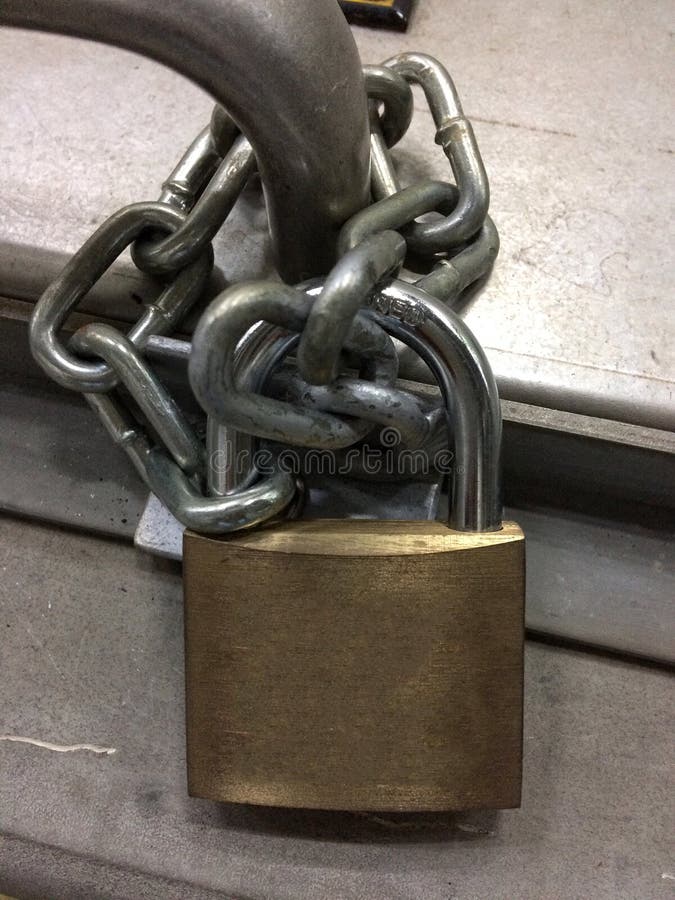 Padlock on a chain stock photo. Image of stop, lock - 115621966