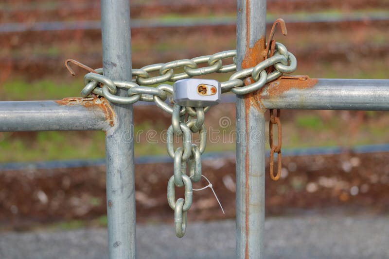 Padlock, Chain and Metal Fence Security Stock Photo - Image of outdoor ...