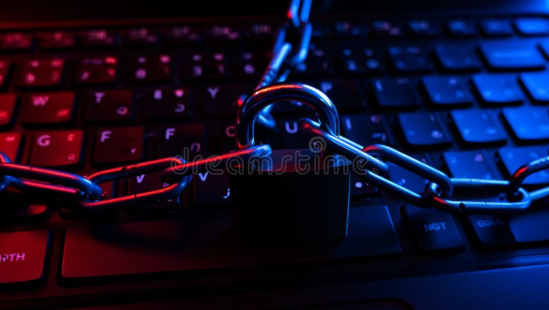 Padlock and Chain Securing Computer Keyboard Technology Stock Image - Image of forbidden ...