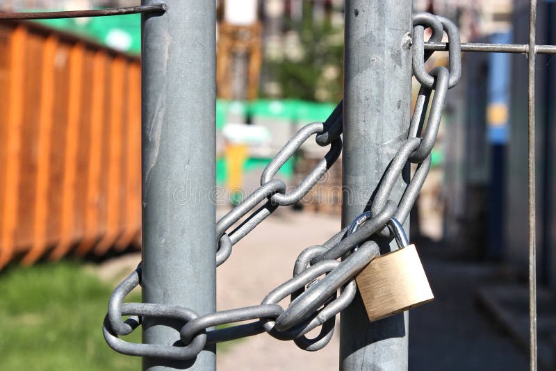 Padlock and Chain at Site Fence Stock Photo - Image of chain, closed ...