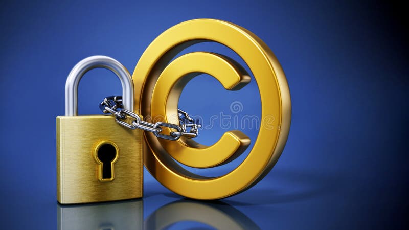 Padlock Chained To Copyright Symbol. 3D Illustration Stock Illustration ...