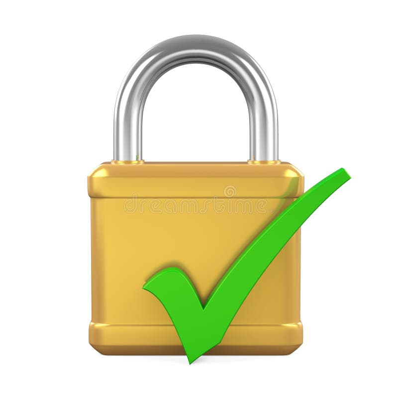 Padlock with Check Mark Isolated Stock Illustration - Illustration of ...