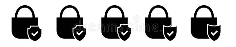 Padlock Check Mark and Shield Icon Solid. Stock Vector - Illustration ... Padlock Check Mark and Shield Icon Solid. Stock Vector - Illustration ...