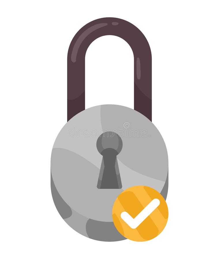 Padlock with check symbol stock vector. Illustration of malware - 257220486