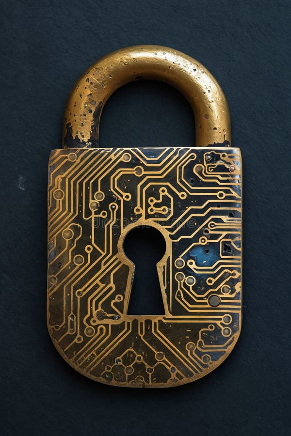 A Padlock with a Circuit Board Design on it. Generative AI Stock ...
