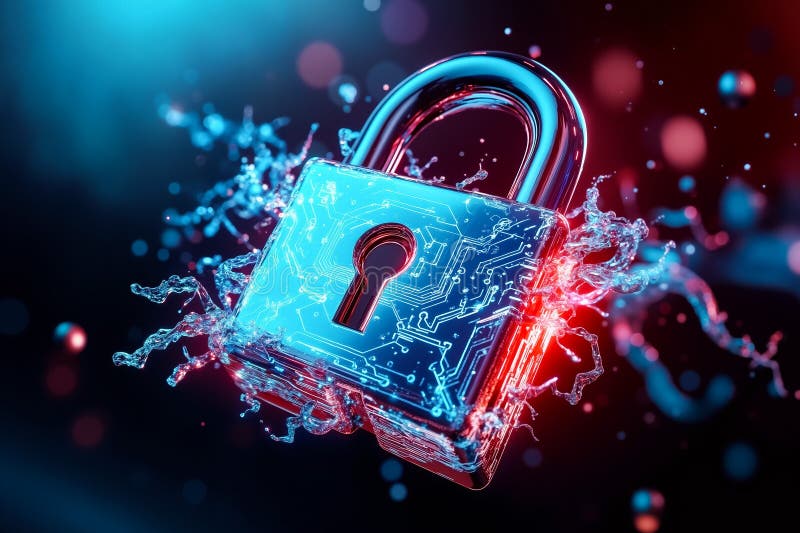 A Padlock with a Circuit Board Inside of it Stock Illustration ...