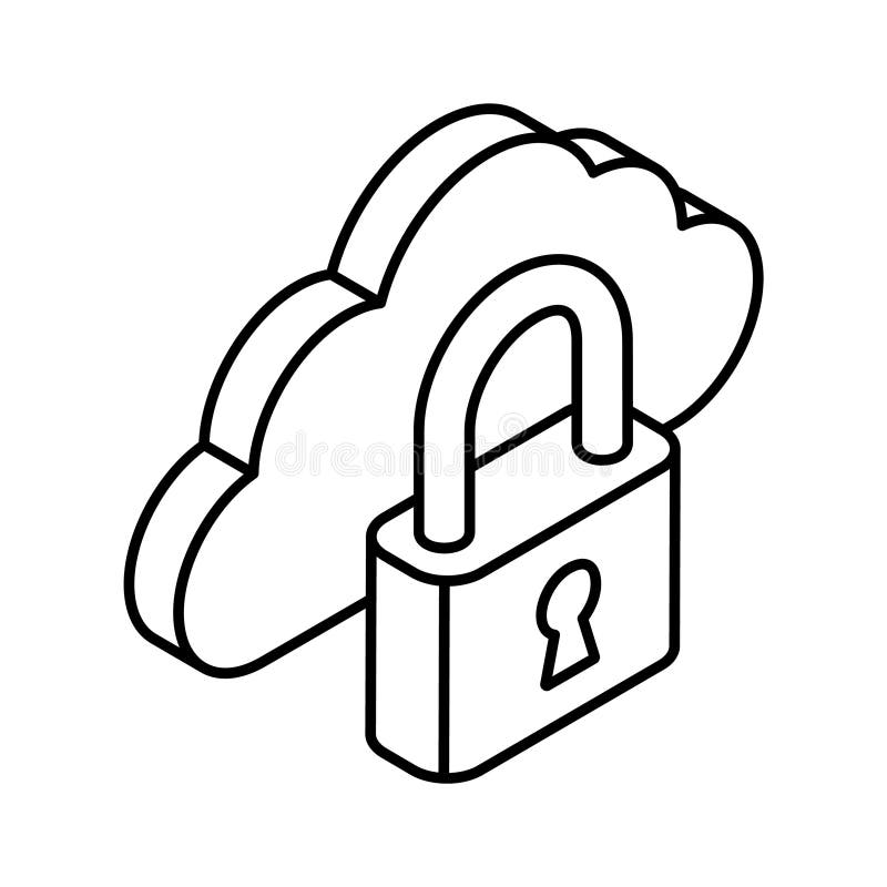 Padlock with Cloud Amazing Isometric Vector of Cloud Protection, Cloud ...