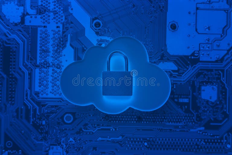 Padlock on Cloud and Computer Motherboard. Internet Data Privacy Information Cloud Computing ...