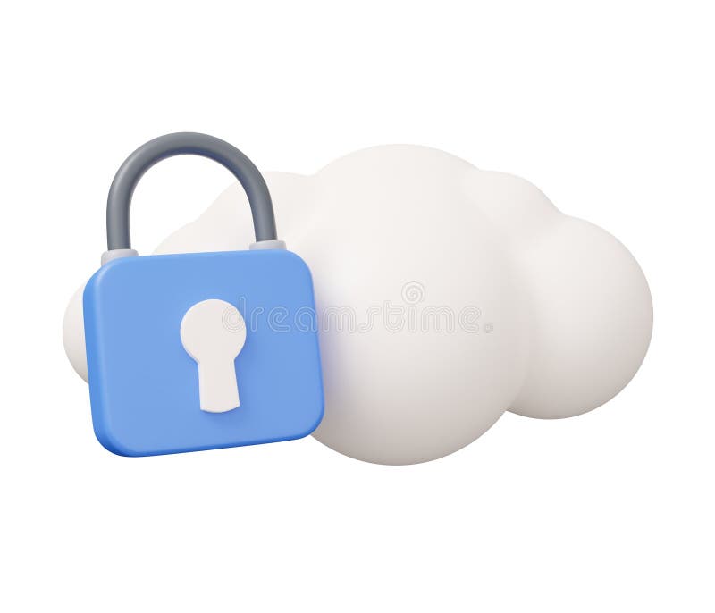 Padlock Cloud 3d Illustration. Minimal 3d Render Illustration Isolated ...