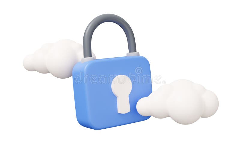 Padlock Cloud 3d Illustration. Minimal 3d Render Illustration Isolated ...