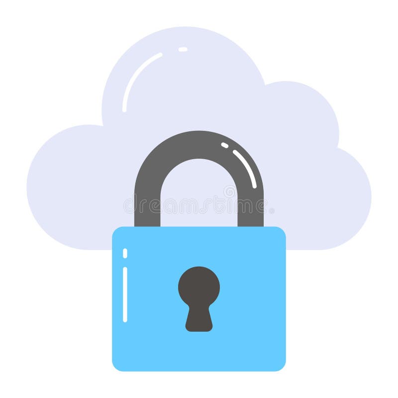 Padlock with Cloud Showing Concept of Cloud Security Vector Stock Vector - Illustration of ...