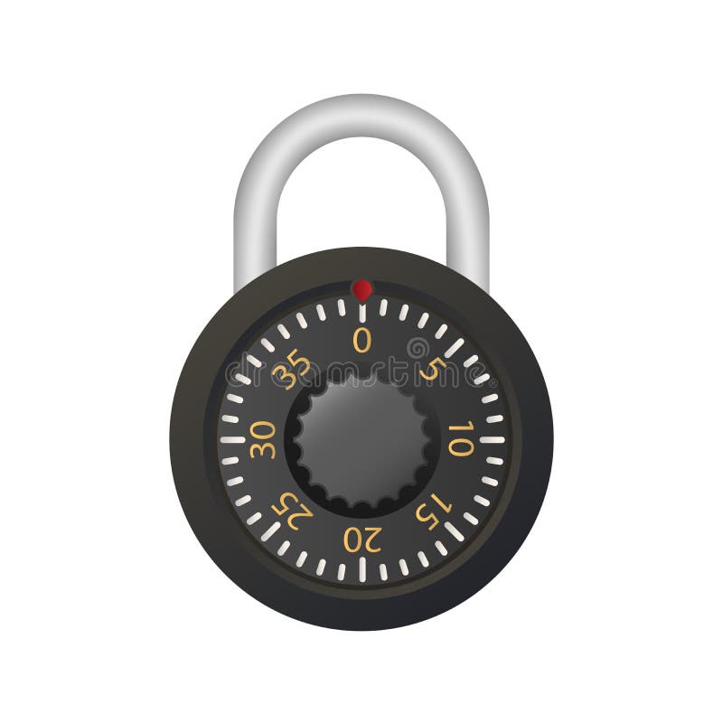 Padlock with Code. Padlock for Doors, Safes and Suitcases. Flat Style ...