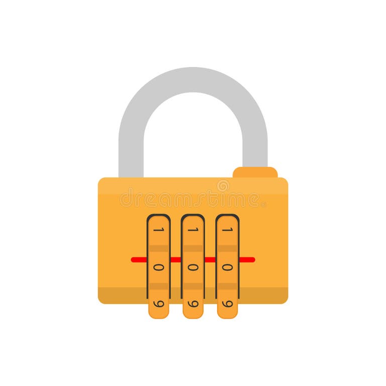 Padlock with Code. Padlock for Doors, Safes and Suitcases. Flat Style ...