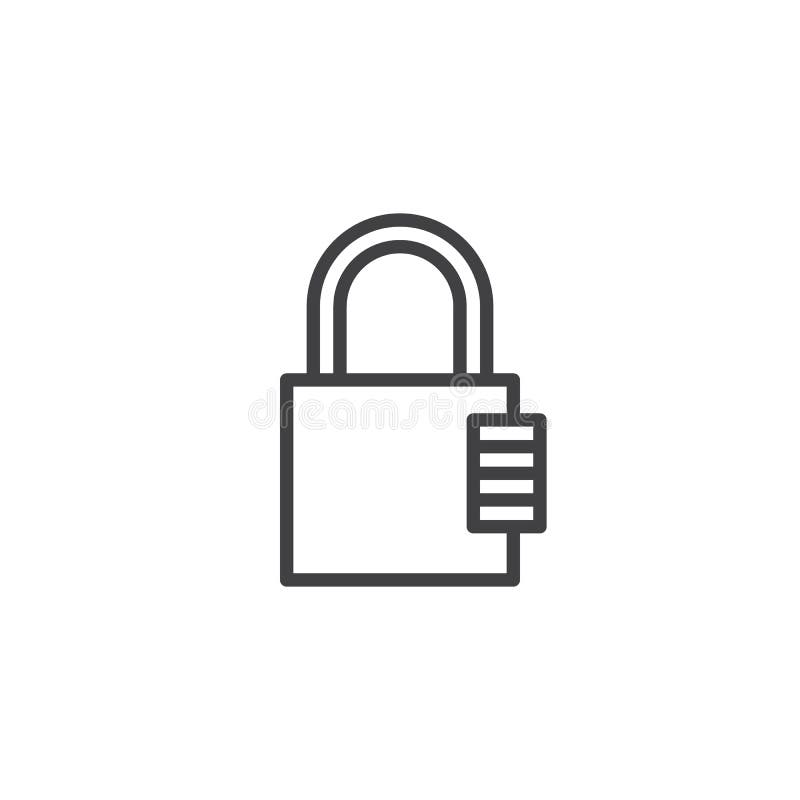 Padlock with Code Outline Icon Stock Vector - Illustration of graphics ...