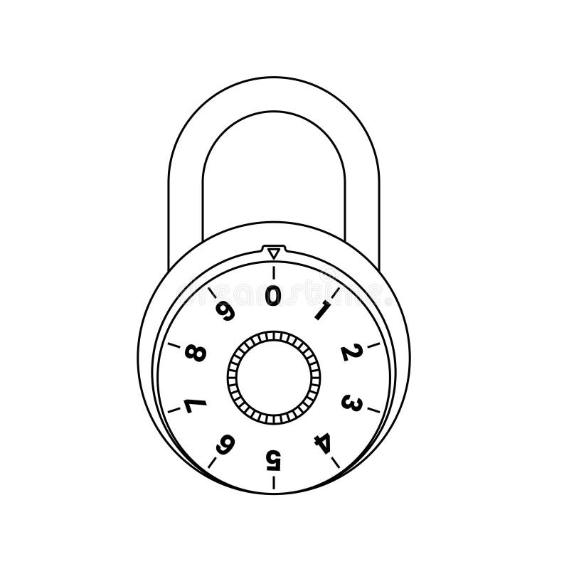 Padlock Combination Outline Icon Illustration on White Background Stock ...