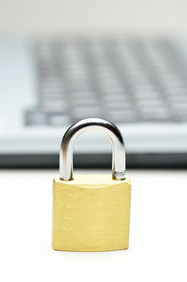 Padlock and Computer. stock photo. Image of social, locking - 25091768