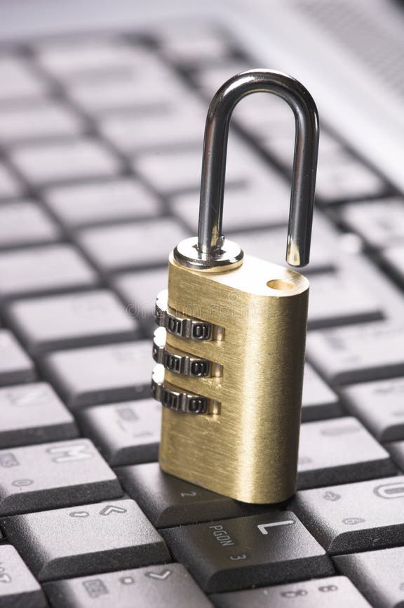 Padlock on computer stock image. Image of laptop, computer - 9546219