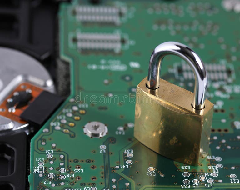 Padlock and Computer Hard Disk Drive Stock Image - Image of disc ...