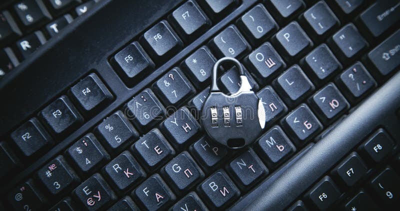 Padlock and Computer Keyboard. Security Stock Image - Image of ...