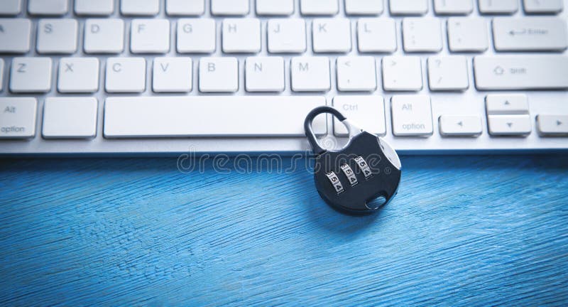 Padlock and Computer Keyboard. Security Stock Image - Image of secure ...