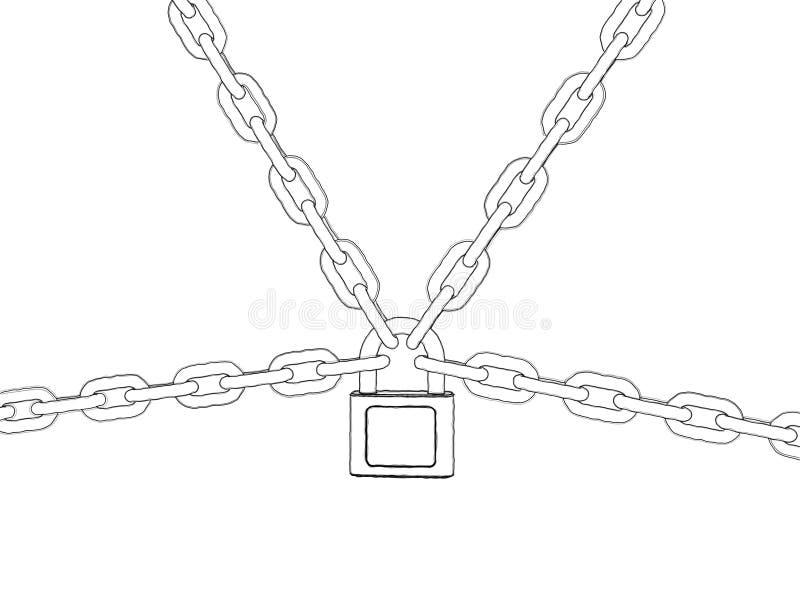 Padlock Connecting Chains.3D Rendering Illustration.Cartoon Style ...