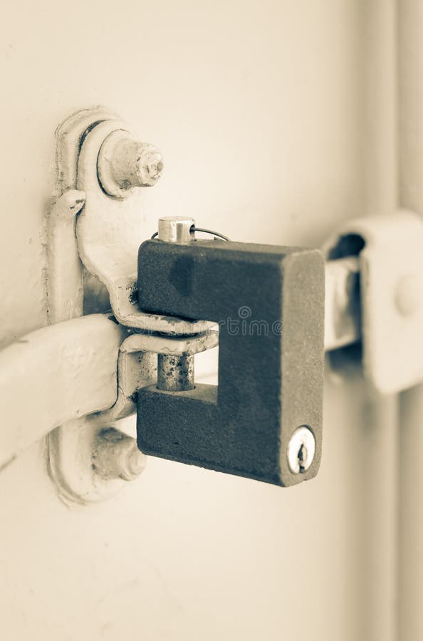 Padlock on Container Doors. Closed Container. the Door is Locked Stock ...