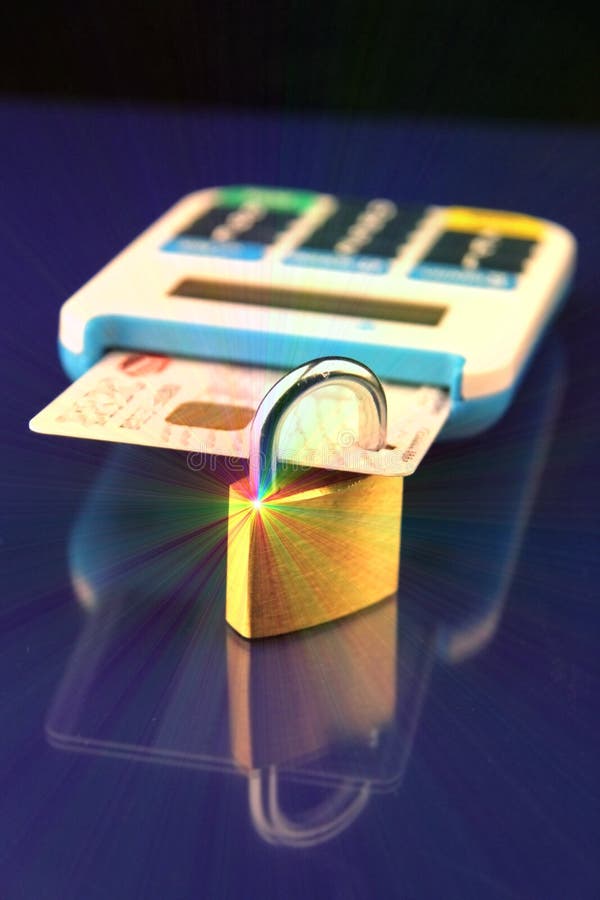 Padlock and credit card 3 stock image. Image of debit - 17469655