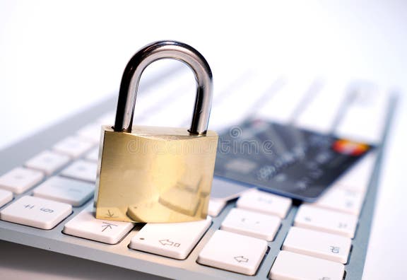 Padlock and Credit Card on Keyboard Stock Image - Image of cards ...