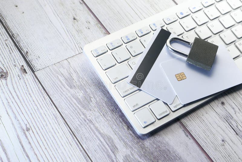 Padlock and Credit Card on Keyboard. Internet Data Security Concept ...
