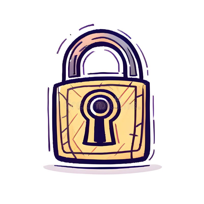 Padlock: Digital Hand-Drawn Illustration Stock Illustration ...