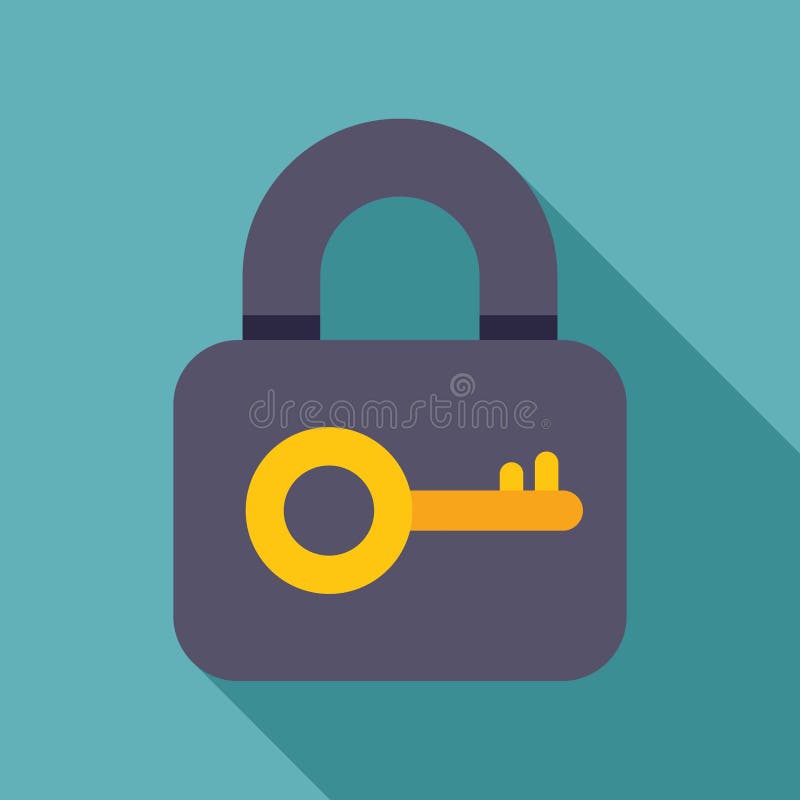 Padlock Displaying Key Security Concept Flat Design Icon Stock ...