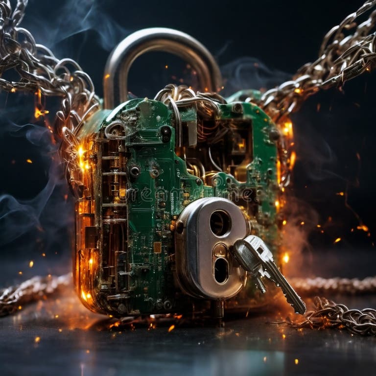 Padlock in a Fire Security Concept Stock Photo - Image of smoke, fire ...