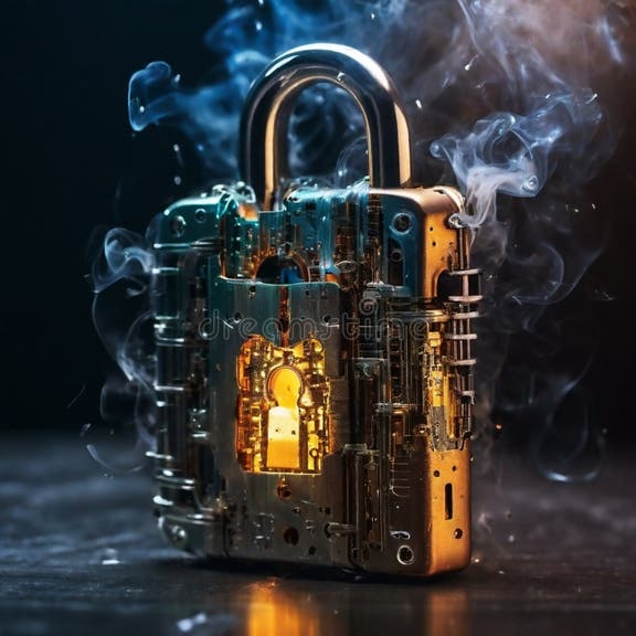 Padlock in a Fire Security Concept Stock Image - Image of padlock ...