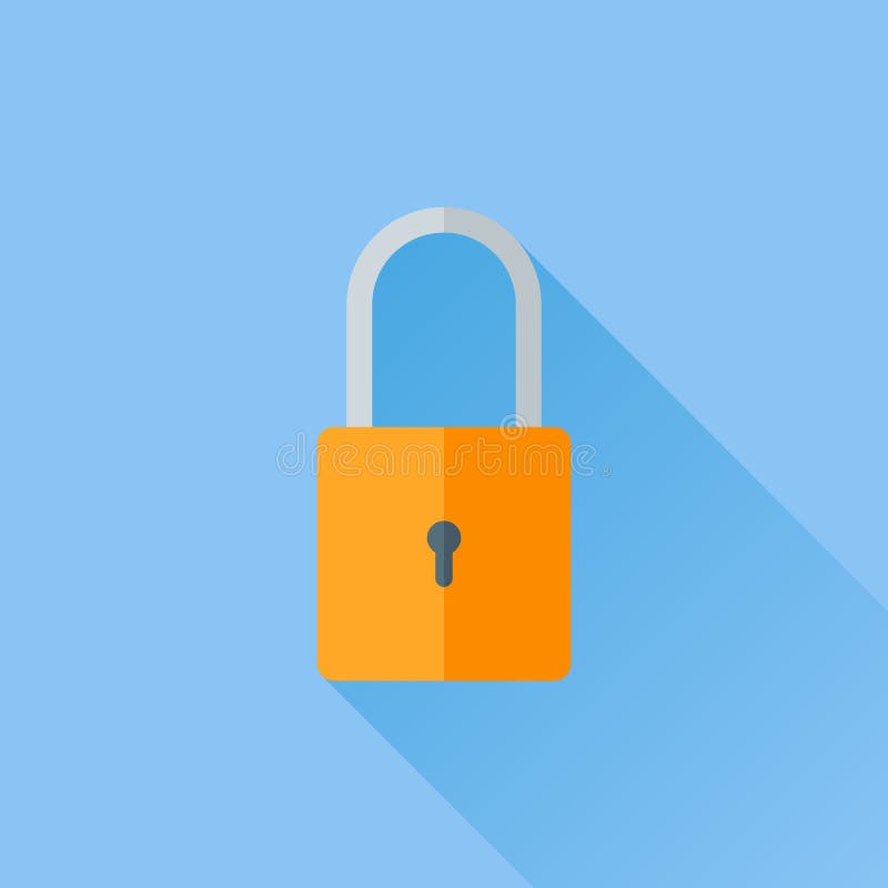 Padlock Flat Style Icon with Long Shadow Stock Vector - Illustration of ...