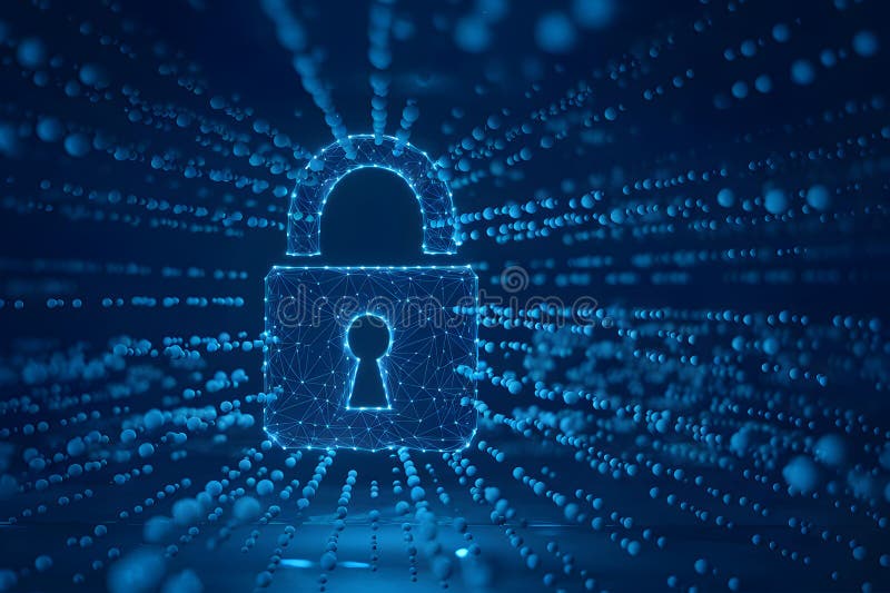 Padlock Formed from Glowing Particles in Space, Captivating Digital ...