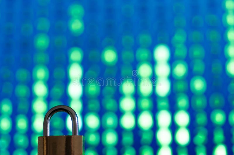 Padlock in the Front of a Computer Monitor. Stock Image - Image of ...