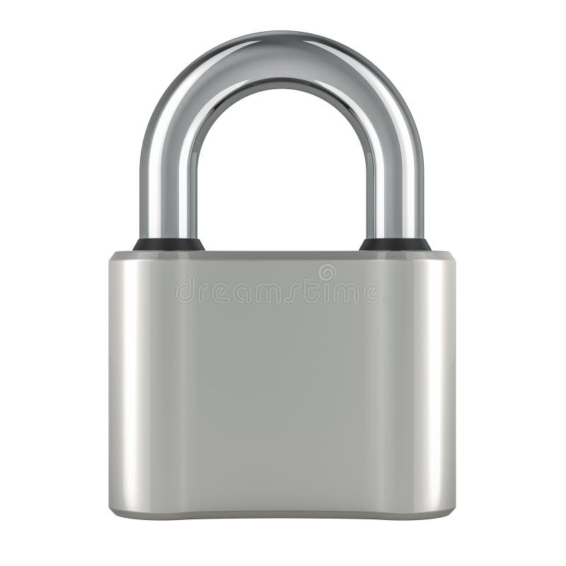 Padlock, Front View. 3D Rendering Stock Illustration - Illustration of ...