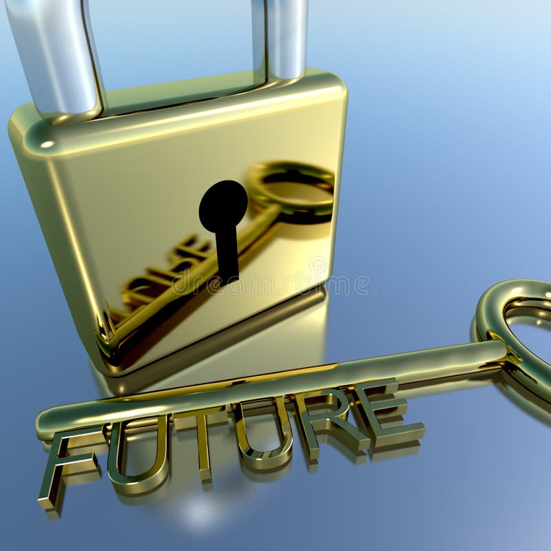 Padlock with Future Key Showing Wishes Stock Illustration ...