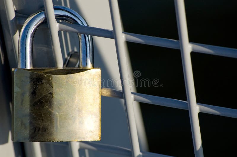 Padlock on Gate at Construction Site - Lock on Closed Fence Stock Photo ...