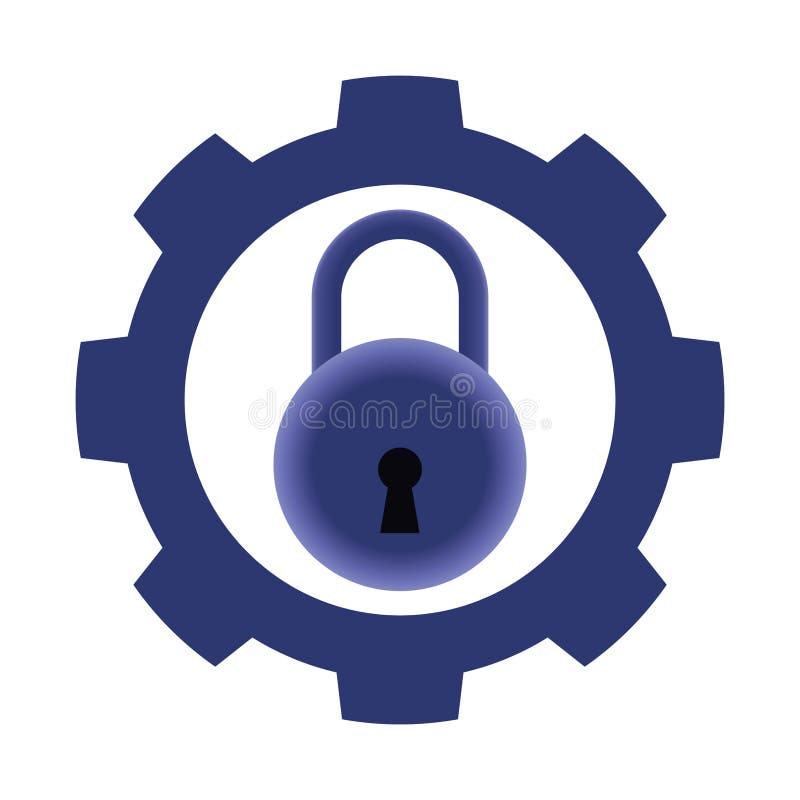 Padlock in gear stock vector. Illustration of lock, access - 251199843