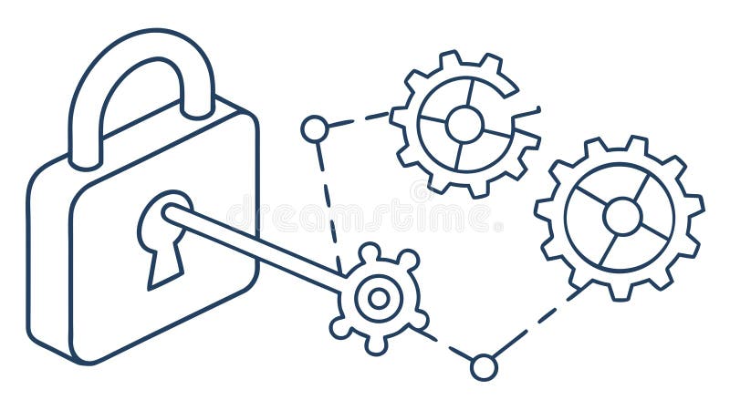 Padlock and Gears, Security Mechanism and Automation, Vector Design ...