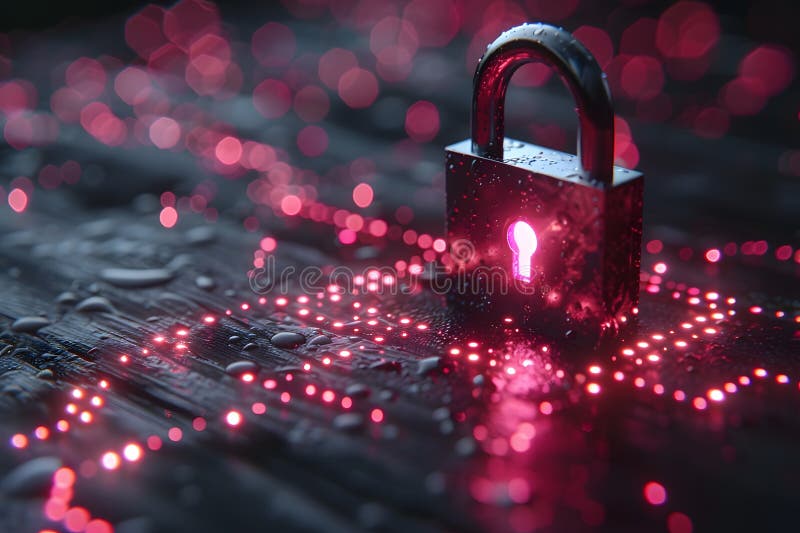 Cybersecurity Concept: Digital Lock with Illuminated Keyhole and ...