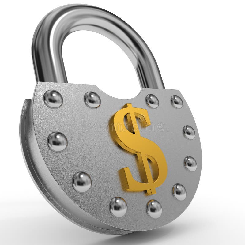 Padlock with Golden Dollar Symbol. Stock Illustration - Illustration of ...
